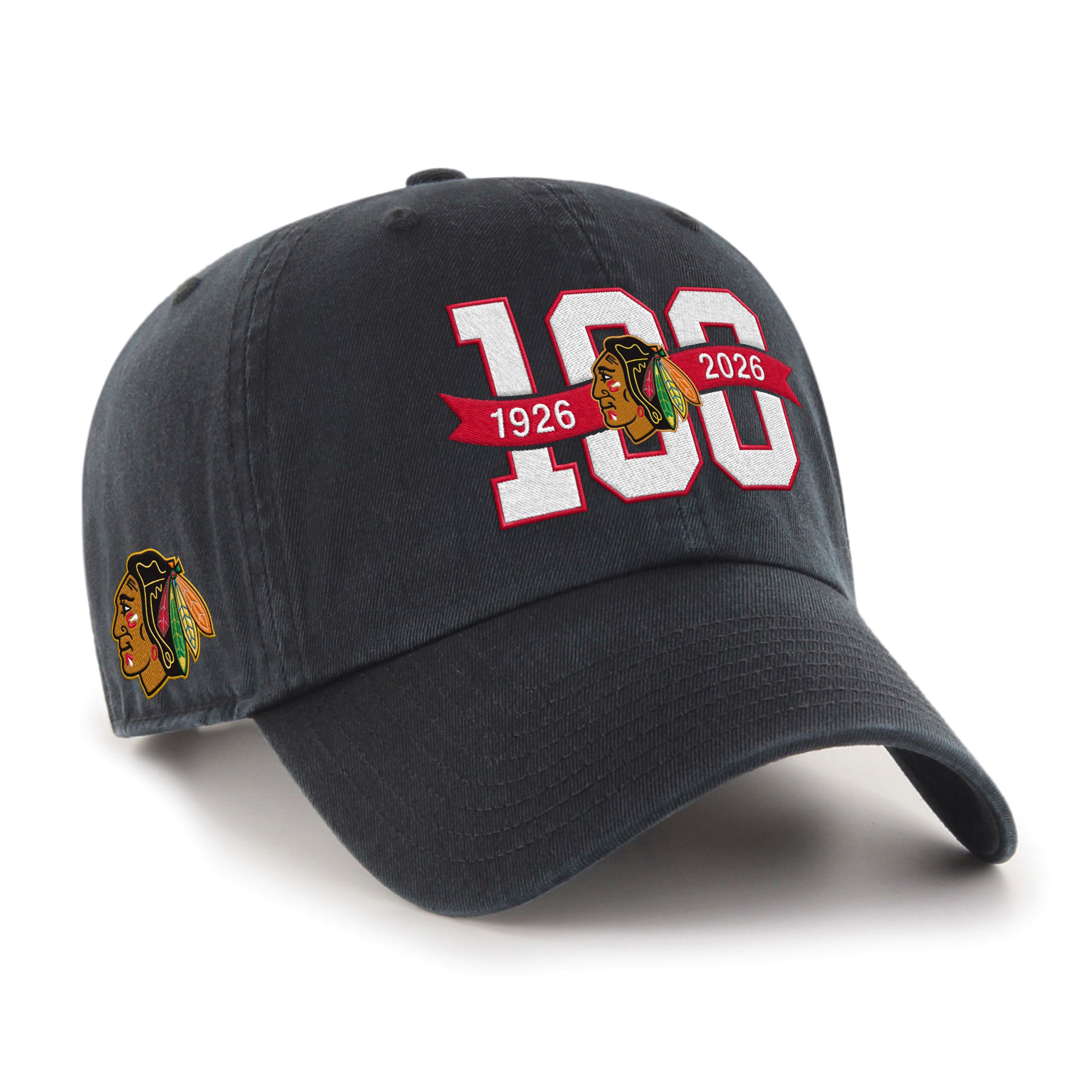 '47 Black Centennial Logo Chicago Blackhawks Clean Up Cap – CBH Shop